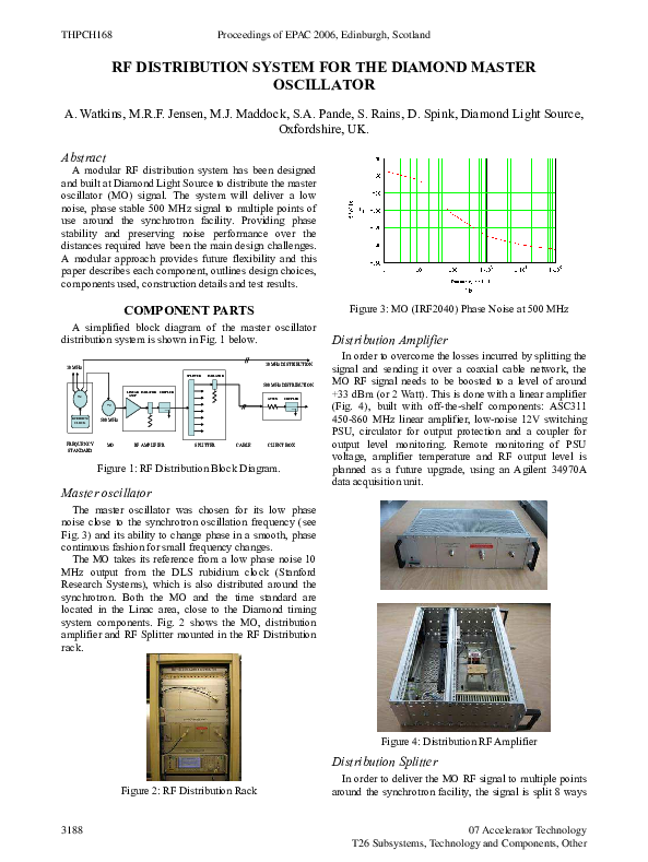 (PDF) RF DISTRIBUTION SYSTEM FOR THE DIAMOND MASTER OSCILLATOR