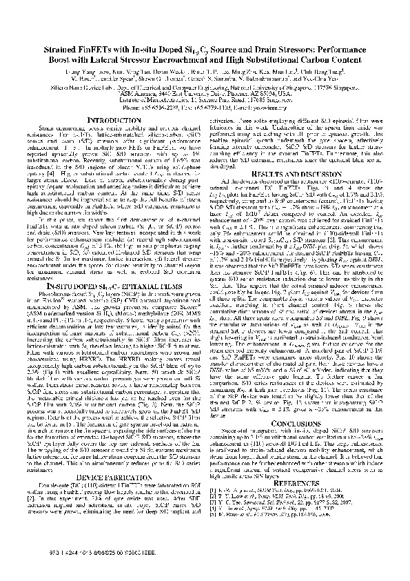 (PDF) Strained FinFETs with In-situ Doped Si 1-y C y Source and Drain ...