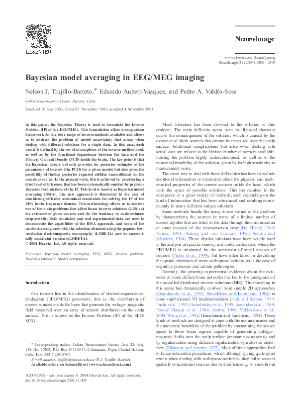 Pdf Bayesian Model Averaging In Eeg Meg Imaging