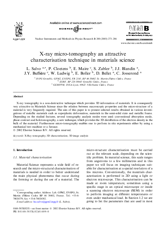 (PDF) X-ray micro-tomography an attractive characterisation technique in materials science