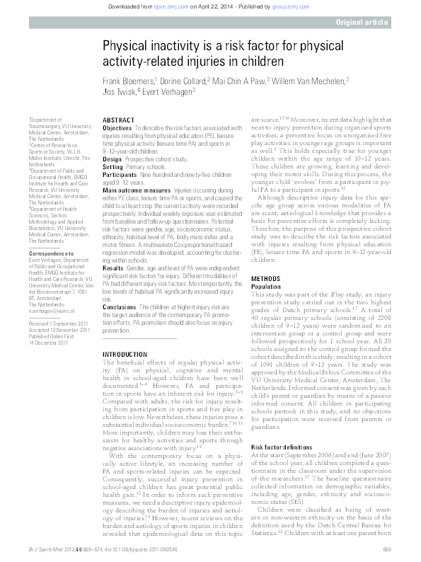 (PDF) Physical inactivity is a risk factor for physical activity ...