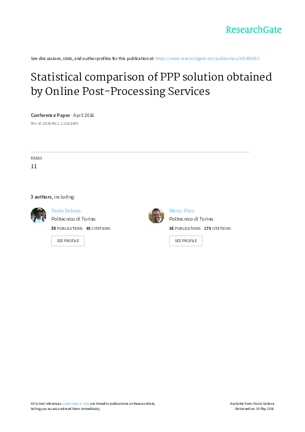 (PDF) Statistical comparison of PPP solution obtained by Online Post ...
