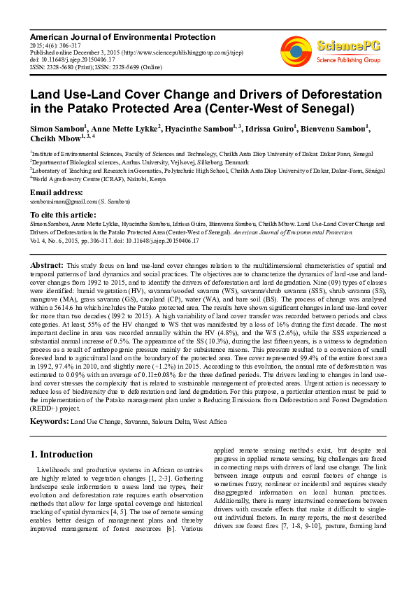 (PDF) Land Use-Land Cover Change and Drivers of Deforestation in the ...