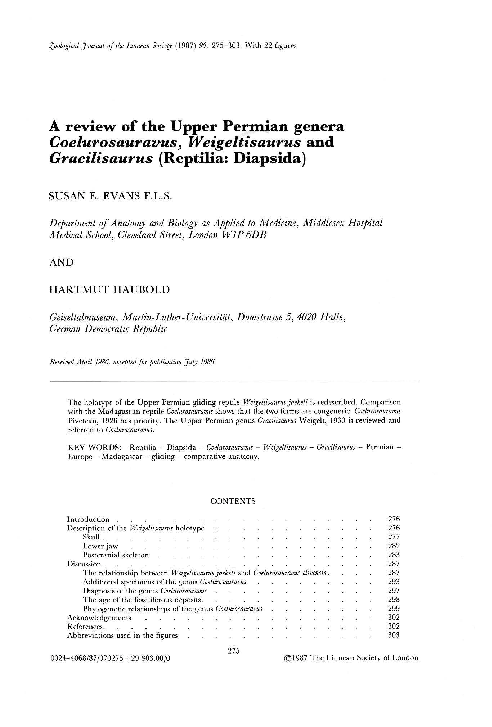 (PDF) A review of the Upper Permian genera Coelurosauravus ...