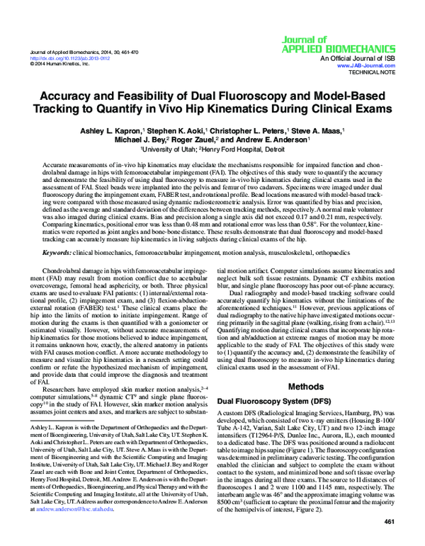 (PDF) Accuracy and Feasibility of Dual Fluoroscopy and Model-Based ...