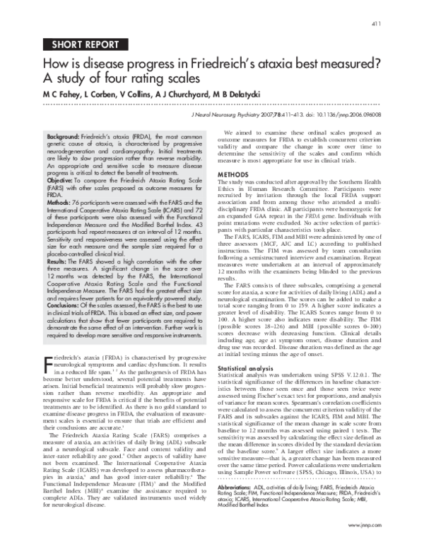 (PDF) How is disease progress in Friedreich's ataxia best measured? A ...