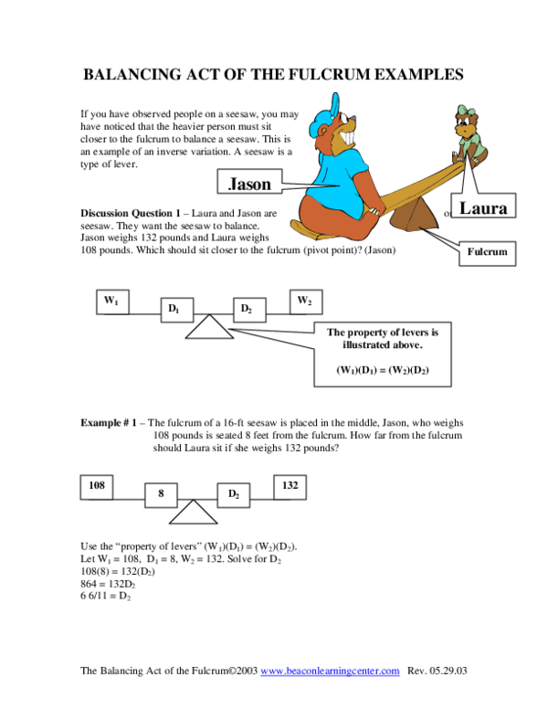 (PDF) BALANCING ACT OF THE FULCRUM EXAMPLES