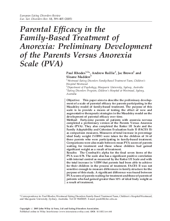 (PDF) Parental efficacy in the family-based treatment of anorexia ...