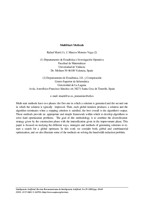 (PDF) MultiStart Methods