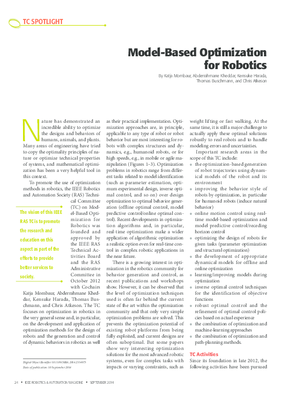 (PDF) Model-Based Optimization for Robotics [TC Spotlight]