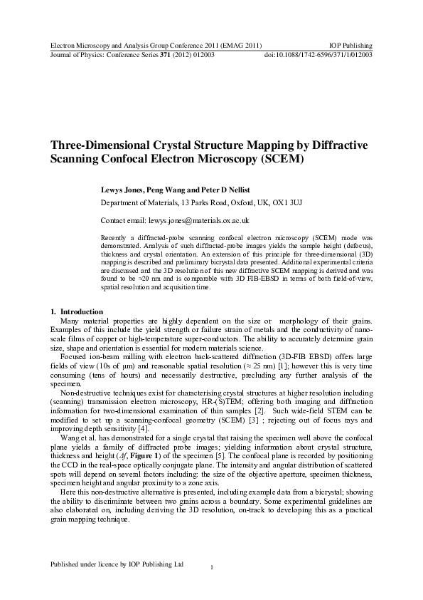 (PDF) Three-Dimensional Crystal Structure Mapping by Diffractive ...