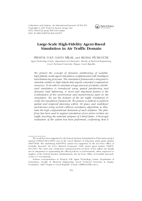 (PDF) LARGE-SCALE HIGH-FIDELITY AGENT-BASED SIMULATION IN AIR TRAFFIC DOMAIN