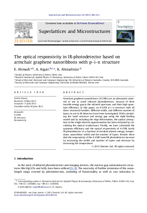 (PDF) The Optical Responsivity in IR-Photodetector Based on Armchair ...