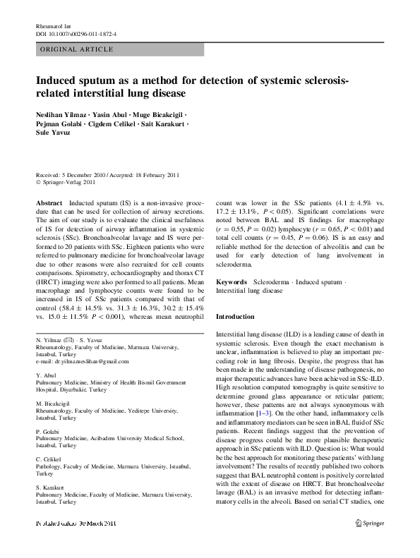(PDF) Induced sputum as a method for detection of systemic sclerosis ...