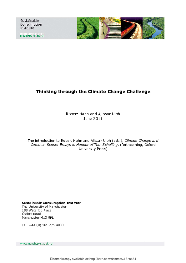 (PDF) Thinking Through the Climate Change Challenge