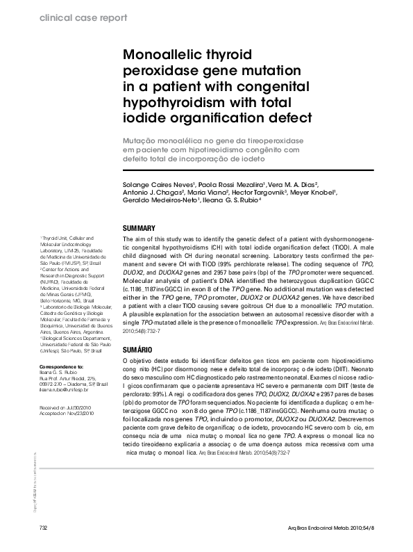 (PDF) Monoallelic thyroid peroxidase gene mutation in a patient with ...