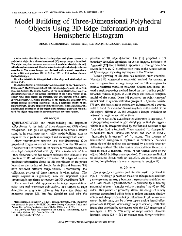 Pdf Model Building Of Three Dimensional Polyhedral Objects Using 3d Edge Information And