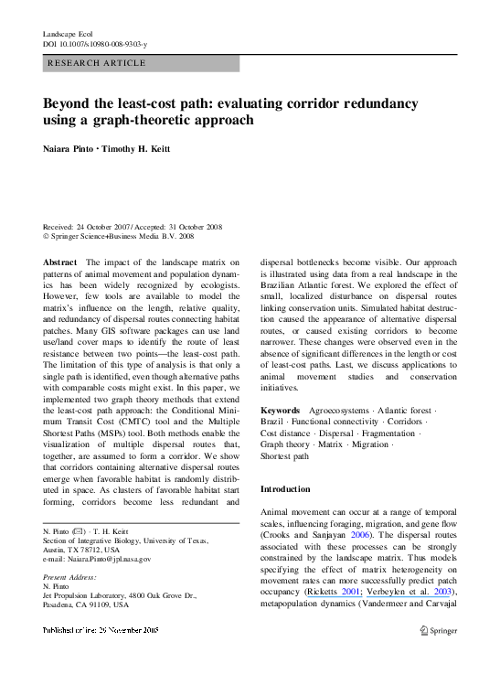 (PDF) Beyond the least-cost path: evaluating corridor redundancy using ...