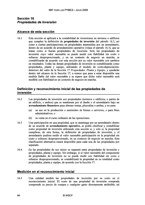 (PDF) Propiedades de Inversión Sección 16 - Niif para pymes