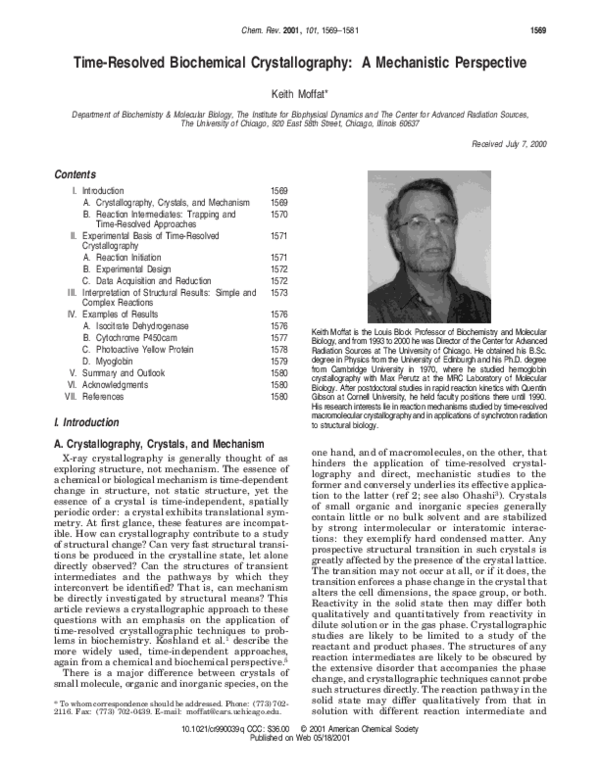 (PDF) Time-Resolved Biochemical Crystallography: A Mechanistic Perspective