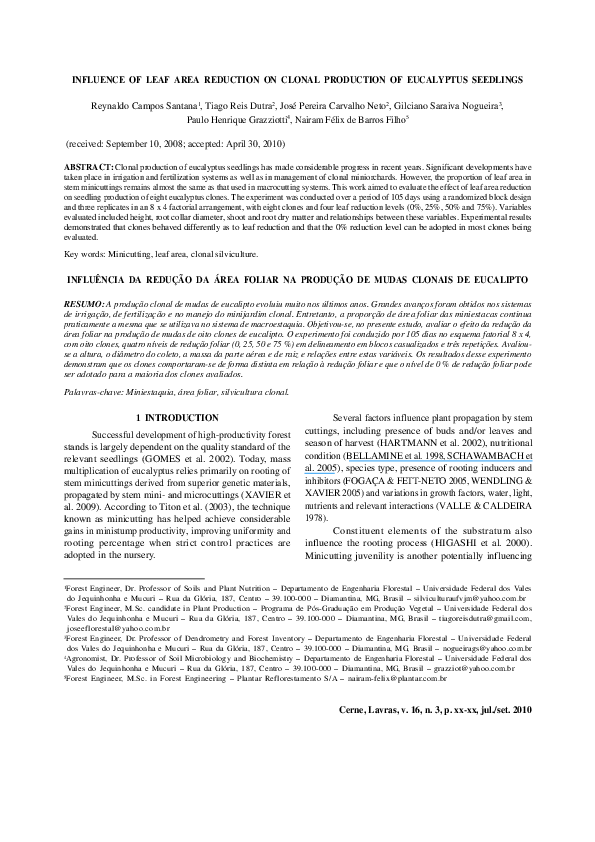 (PDF) Influence of leaf area reduction on clonal production of ...