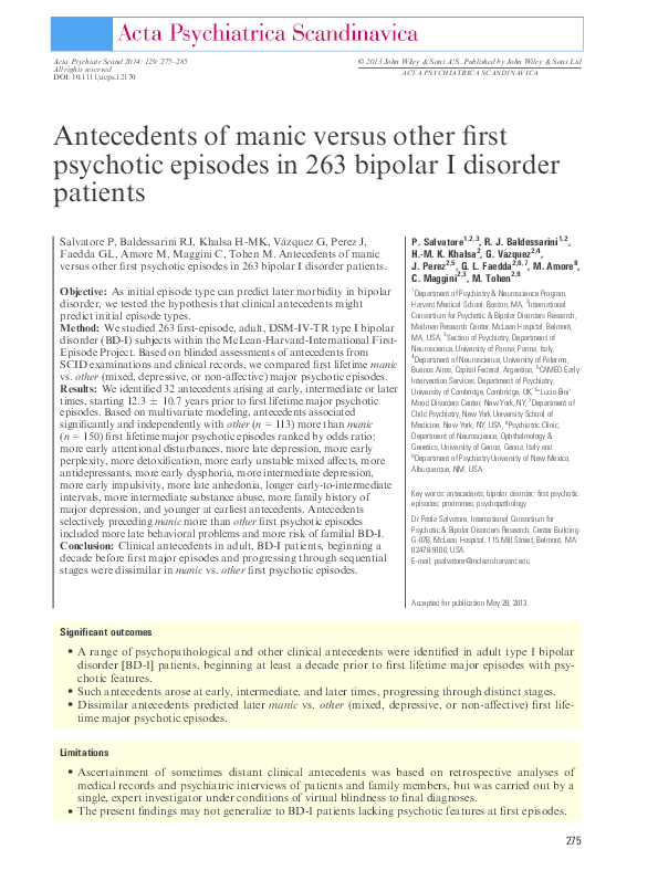 (PDF) Antecedents of manic versus other first psychotic episodes in 263 ...