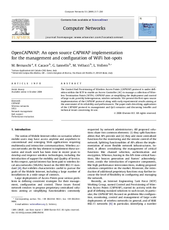 (PDF) OpenCAPWAP: An open source CAPWAP implementation for the ...