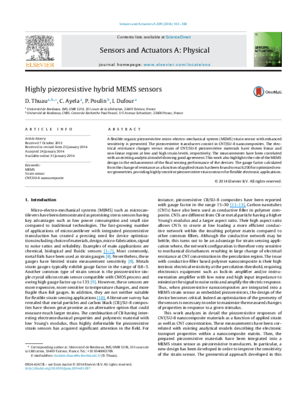 (PDF) Highly piezoresistive hybrid MEMS sensors