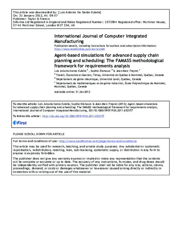 (PDF) Agent-based simulations for advanced supply chain planning and scheduling: The FAMASS ...