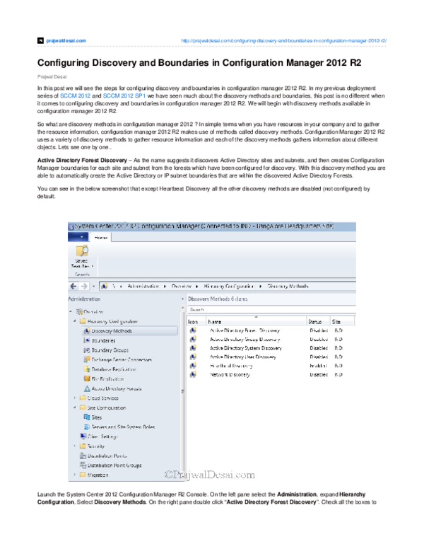 (PDF) Configuring Discovery and Boundaries in Configuration Manager 2012 R2