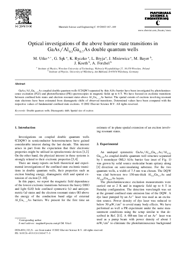 (PDF) Optical Study of State Transitions in QWs