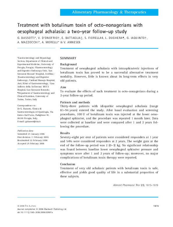 (PDF) Echoendoscopic evaluation of botulinum toxin intrasphincteric ...