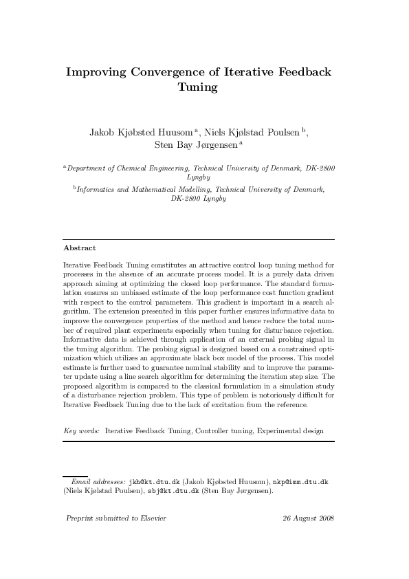 (PDF) Improving convergence of Iterative Feedback Tuning
