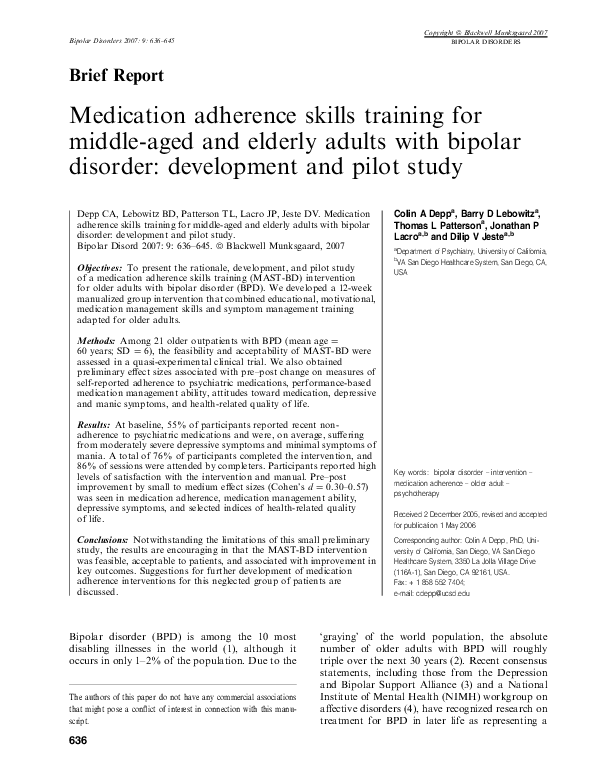 (PDF) Medication adherence skills training for middle-aged and elderly ...