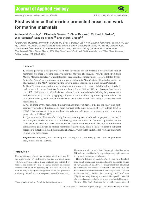 (PDF) First evidence that marine protected areas can work for marine ...