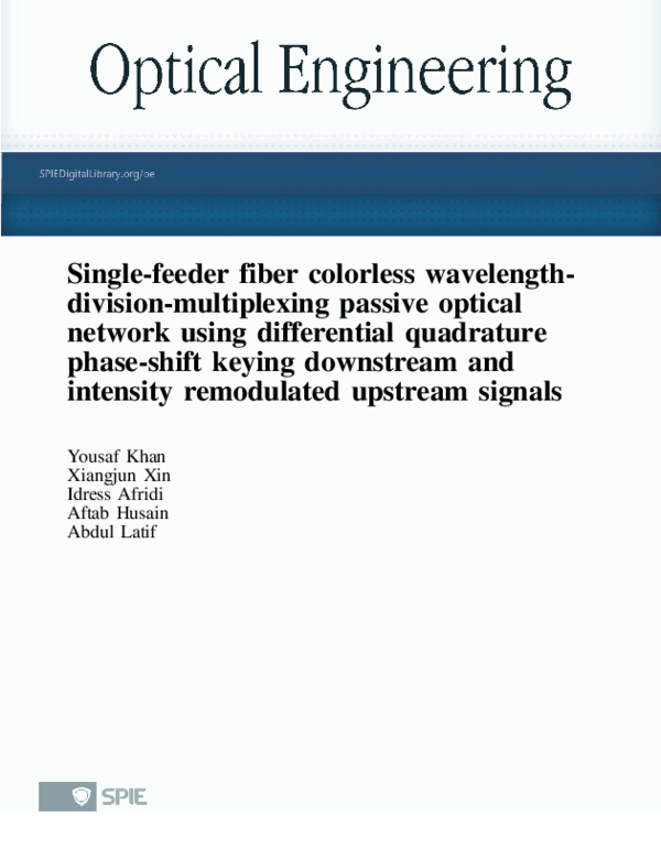 (PDF) Single-feeder fiber colorless wavelength-division-multiplexing passive optical network ...
