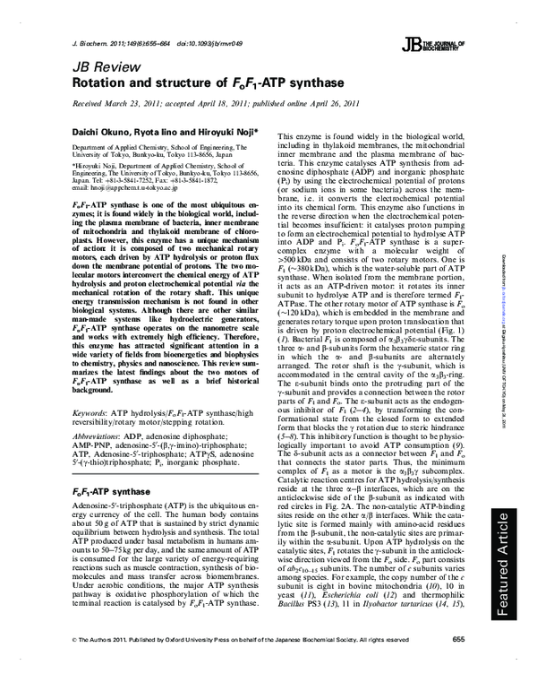 Pdf Rotation And Structure Of Fof1 Atp Synthase