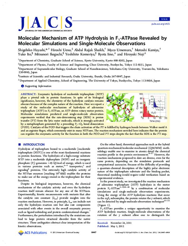 (PDF) Molecular Mechanism of ATP Hydrolysis in F 1 -ATPase Revealed by ...