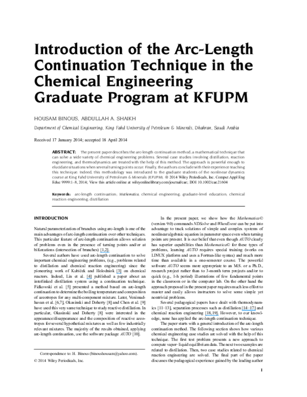 (PDF) Introduction of the arc-length continuation technique in the ...