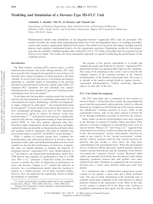 (PDF) Modeling and Simulation of a Downer-Type HS-FCC Unit