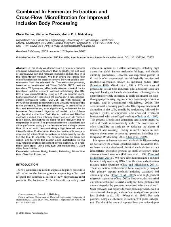 (PDF) Combined in-fermenter extraction and cross-flow microfiltration ...