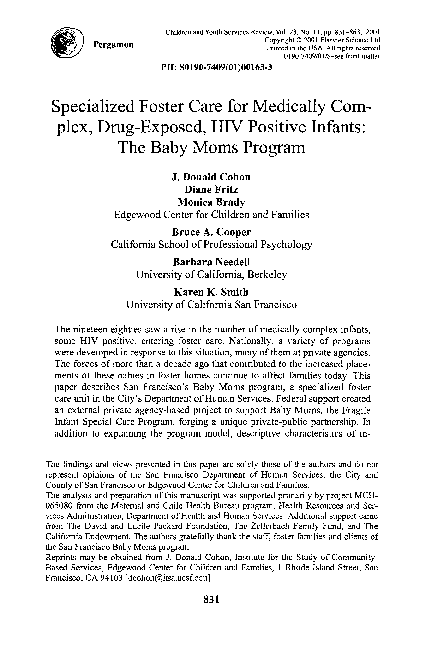 (PDF) Specialized foster care for medically complex, drug-exposed, HIV ...
