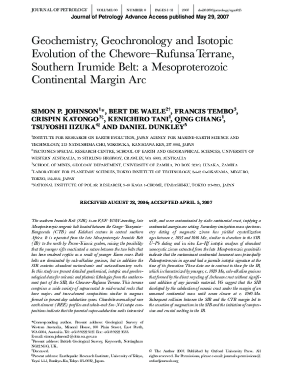 (PDF) Geochemistry, Geochronology and Isotopic Evolution of the Chewore ...