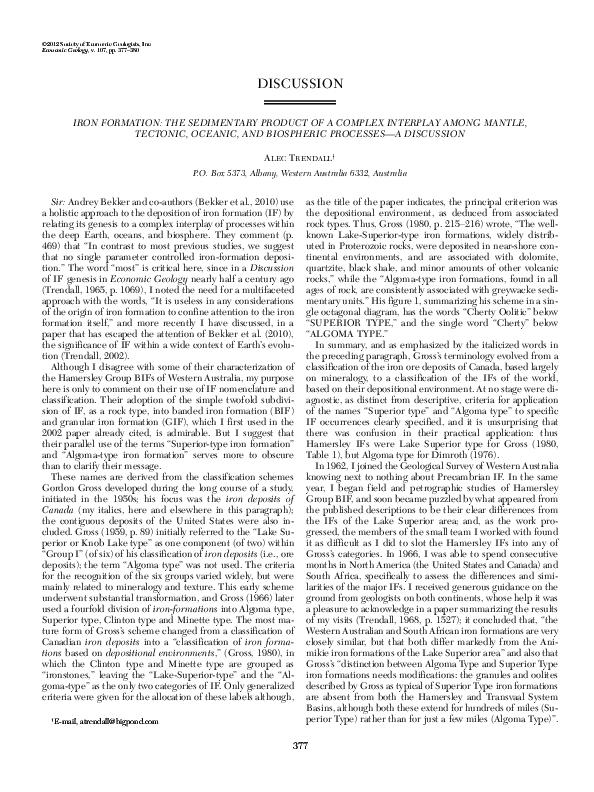 (PDF) Iron Formation: The Sedimentary Product of a Complex Interplay ...