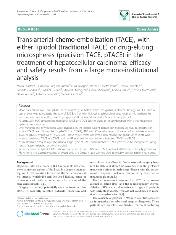 (PDF) Trans-arterial chemo-embolization (TACE), with either lipiodol ...