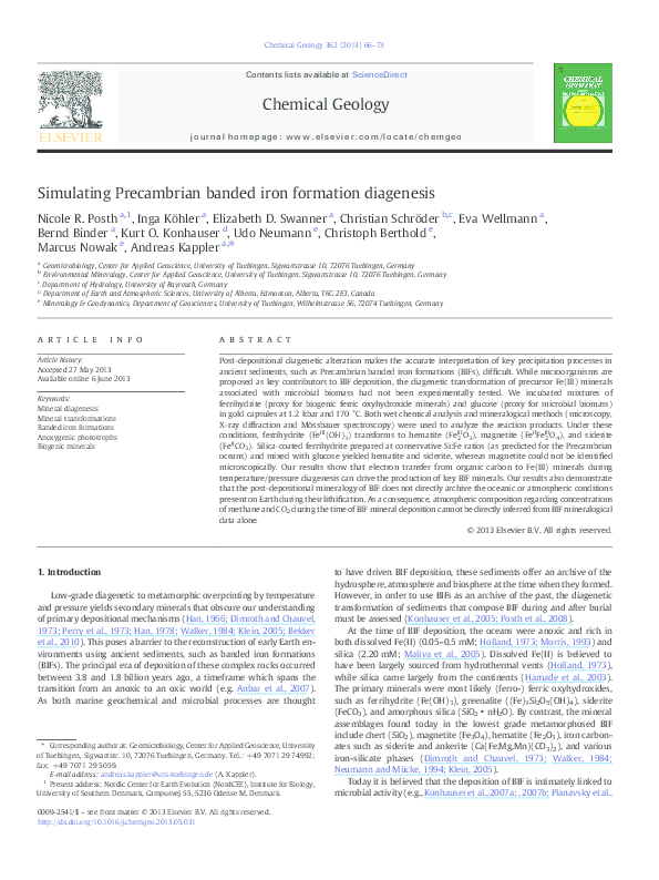 (PDF) Simulating Precambrian banded iron formation diagenesis