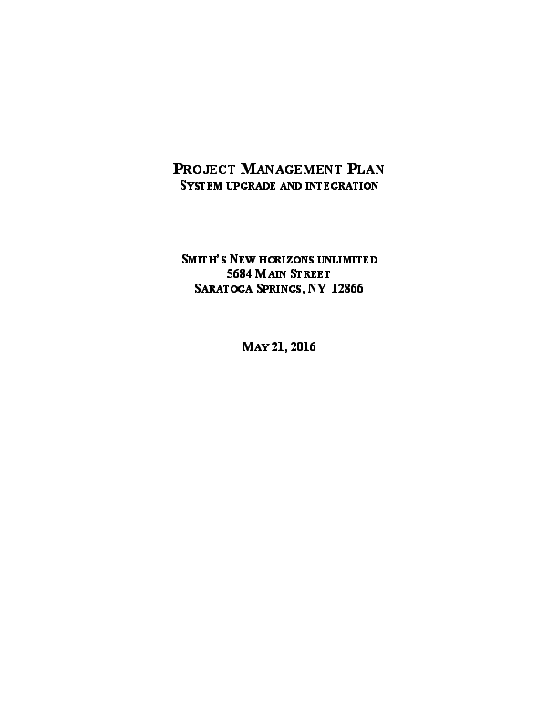 (DOC) IT-328 Project Management Plan; System Upgrade and Integration (SNHU)