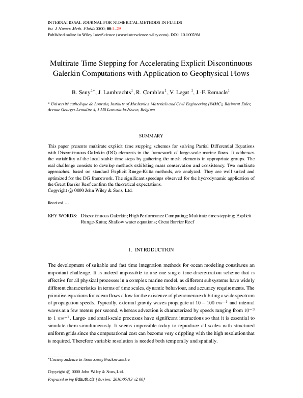Pdf Multirate Time Stepping For Accelerating Explicit Discontinuous Galerkin Computations With