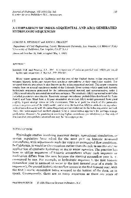 (PDF) A comparison of index-sequential and AR(1) generated hydrologic ...