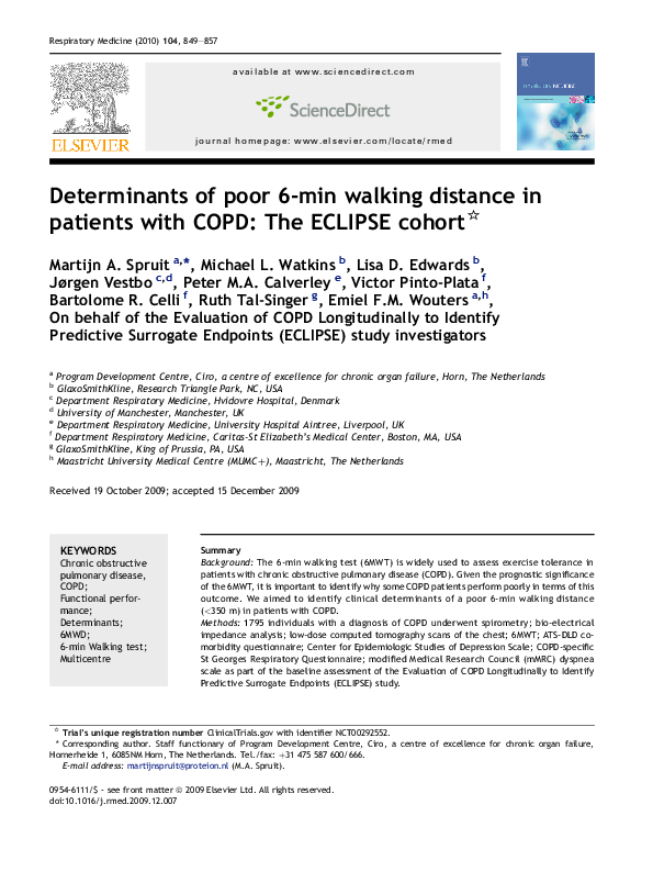 (PDF) Determinants of poor 6-min walking distance in patients with COPD ...